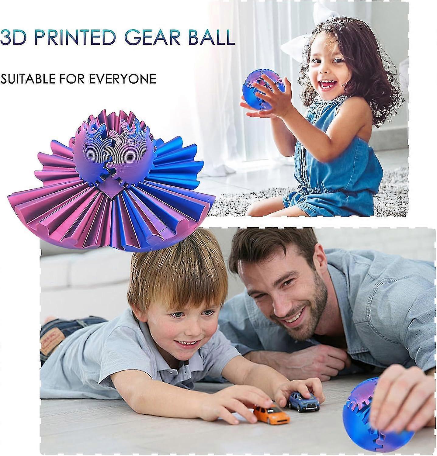 3D Printed Gear Ball Spin Ball or Cube Fidget Toy, Gear Sphere, Gear ...