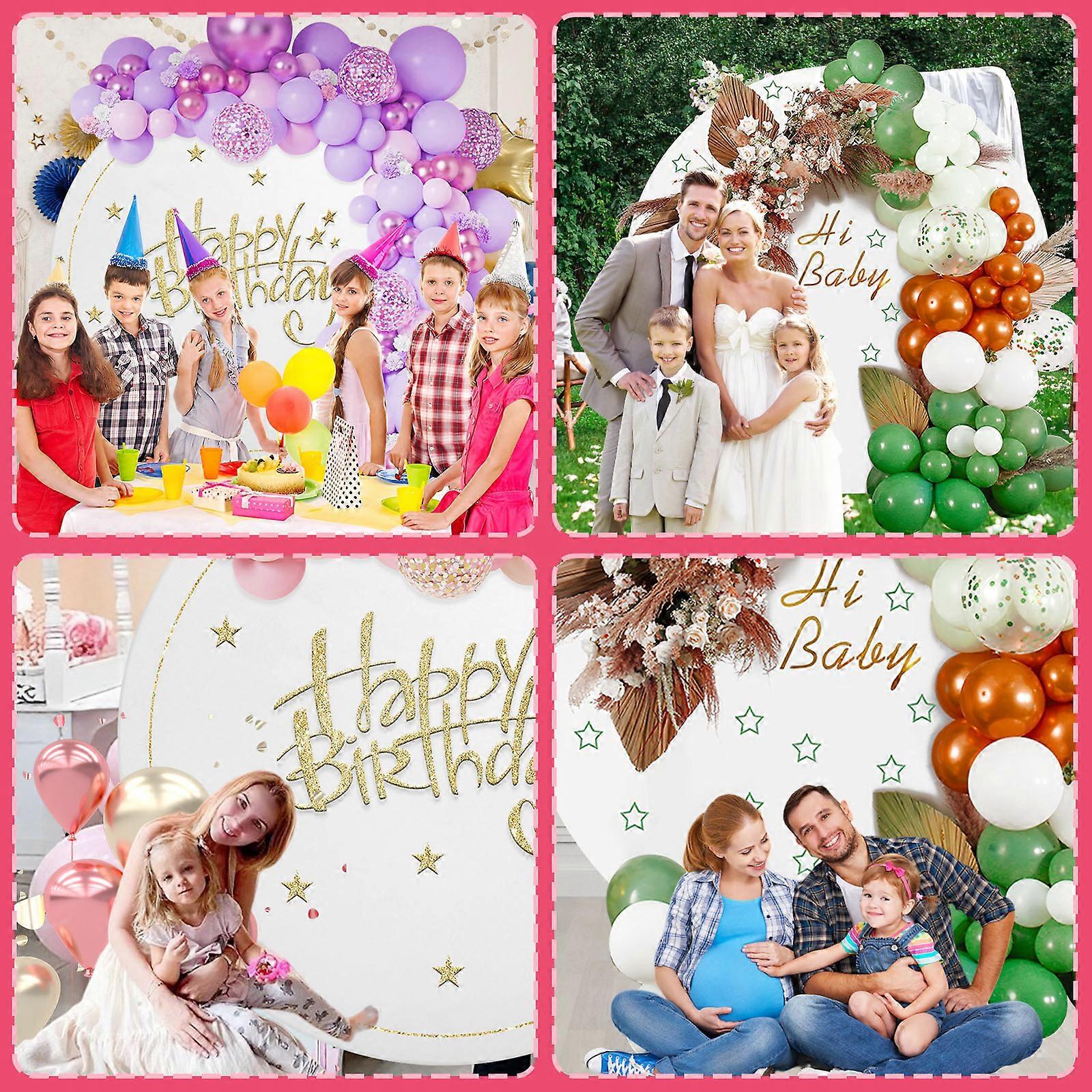 White Round Wedding Arch Cover Elastic Arch Backdrop Stand Cover ...