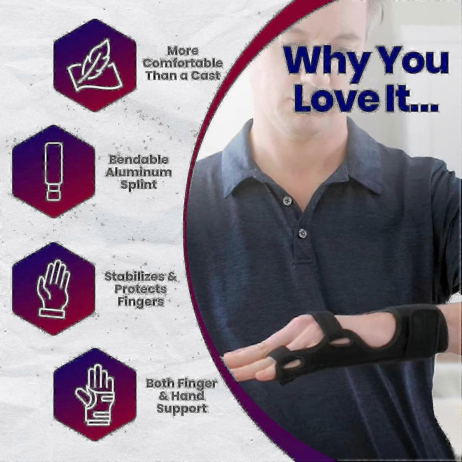 Metacarpal Finger Splint Hand Brace, Ulnar Gutter Splint | Fruugo UK