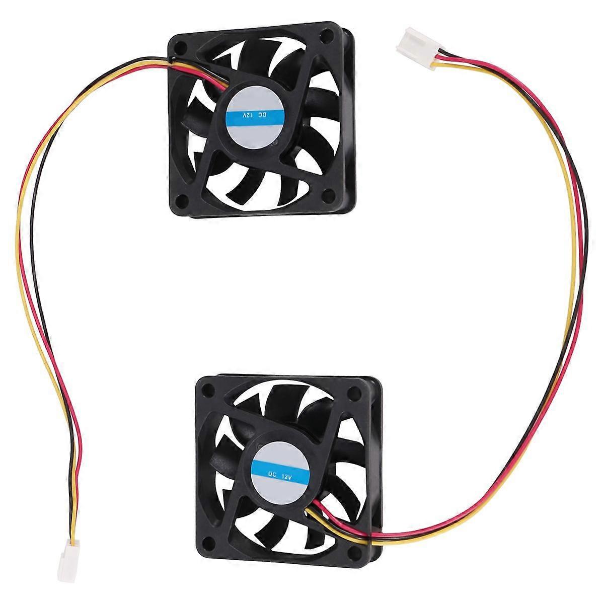 60Mm 6Cm DC 12V 3 Pin Computer Case CPU Cooler Cooling Fan Black 2 Pcs ...