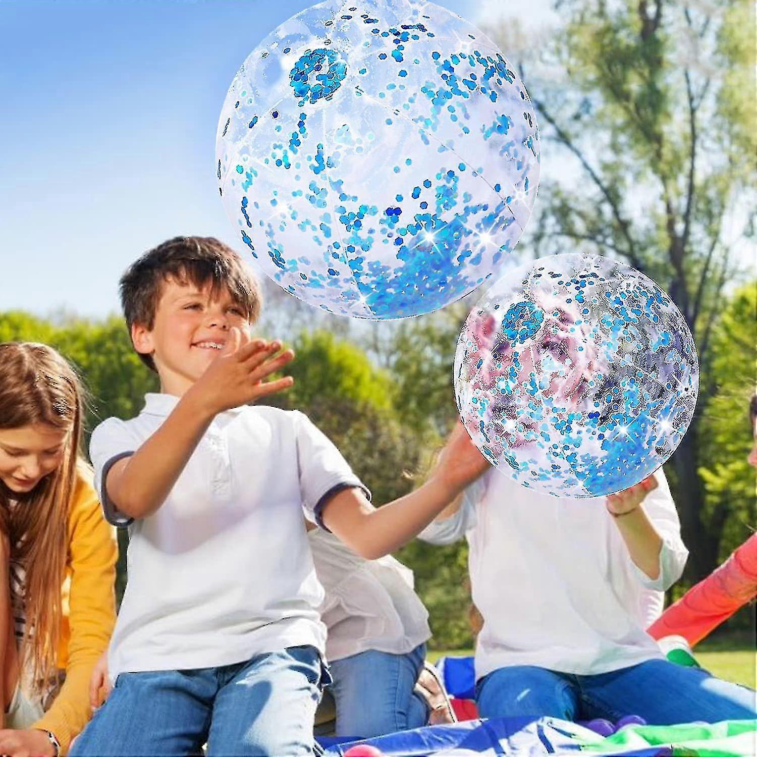 Dww-inflatable Beach Ball, 24 Inch Sequin Beach Balls Confetti Glitter ...