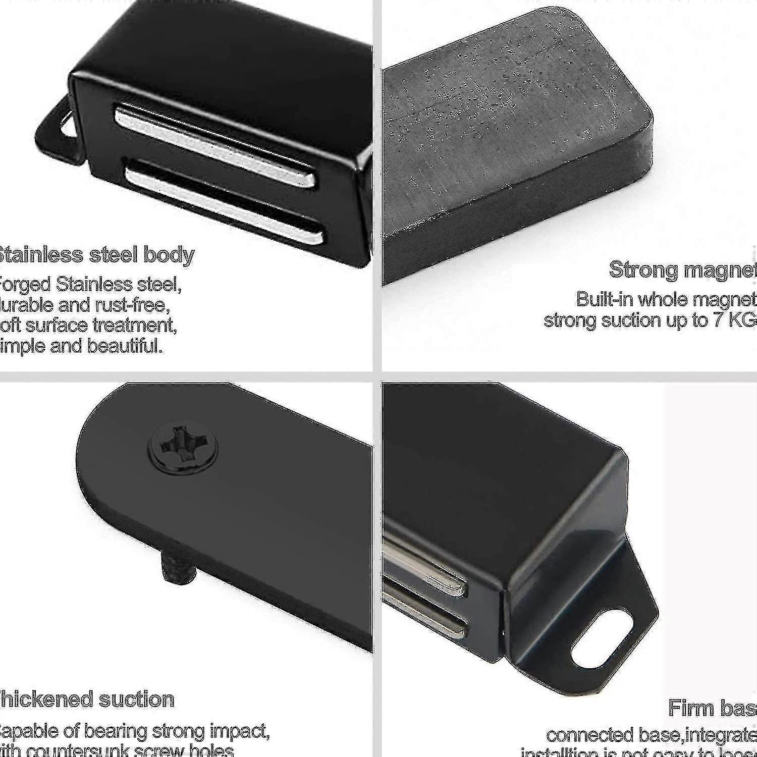 Set Of 6 Closet Magnets, Black Magnetic Stainless Steel, Heavy Duty ...