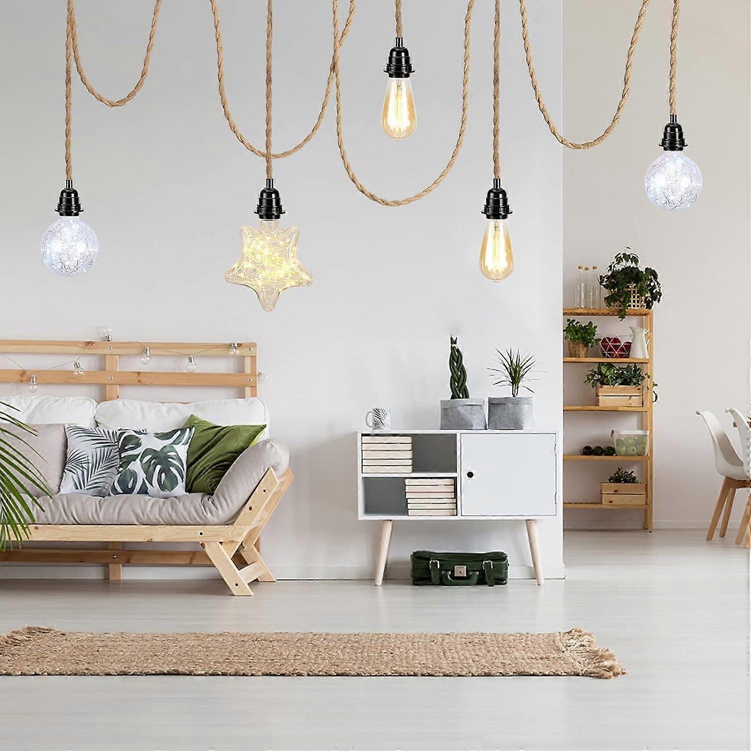 4.5M 2 Conductor Linen Electric Cable, with E27 Socket and Switch, for ...