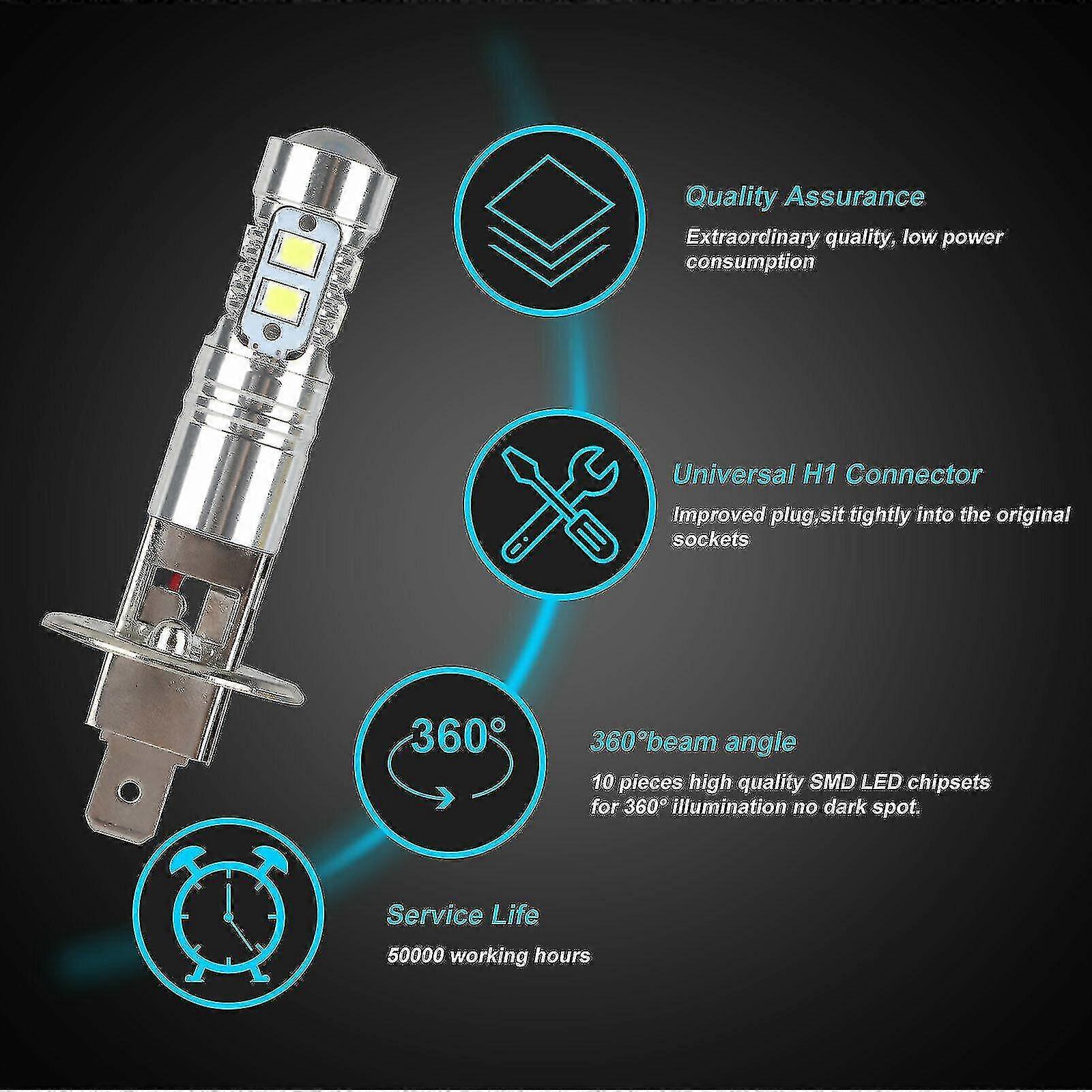 H1 100w Led Bulb, Fog Light Bulbs 360 Degree Headlight Led Bulb 2pcs H1 ...