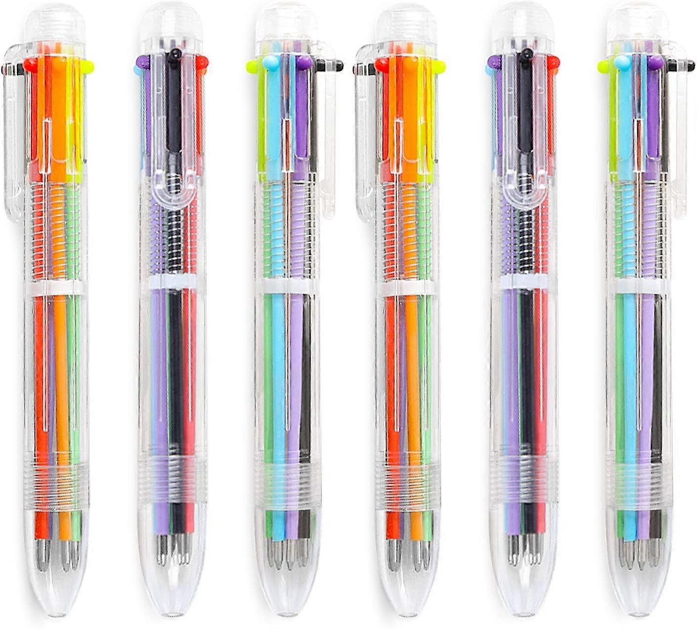 12 Pack 0.5mm 6-in-1 Multicolor Ballpoint Pen 6 Colors Retractable ...