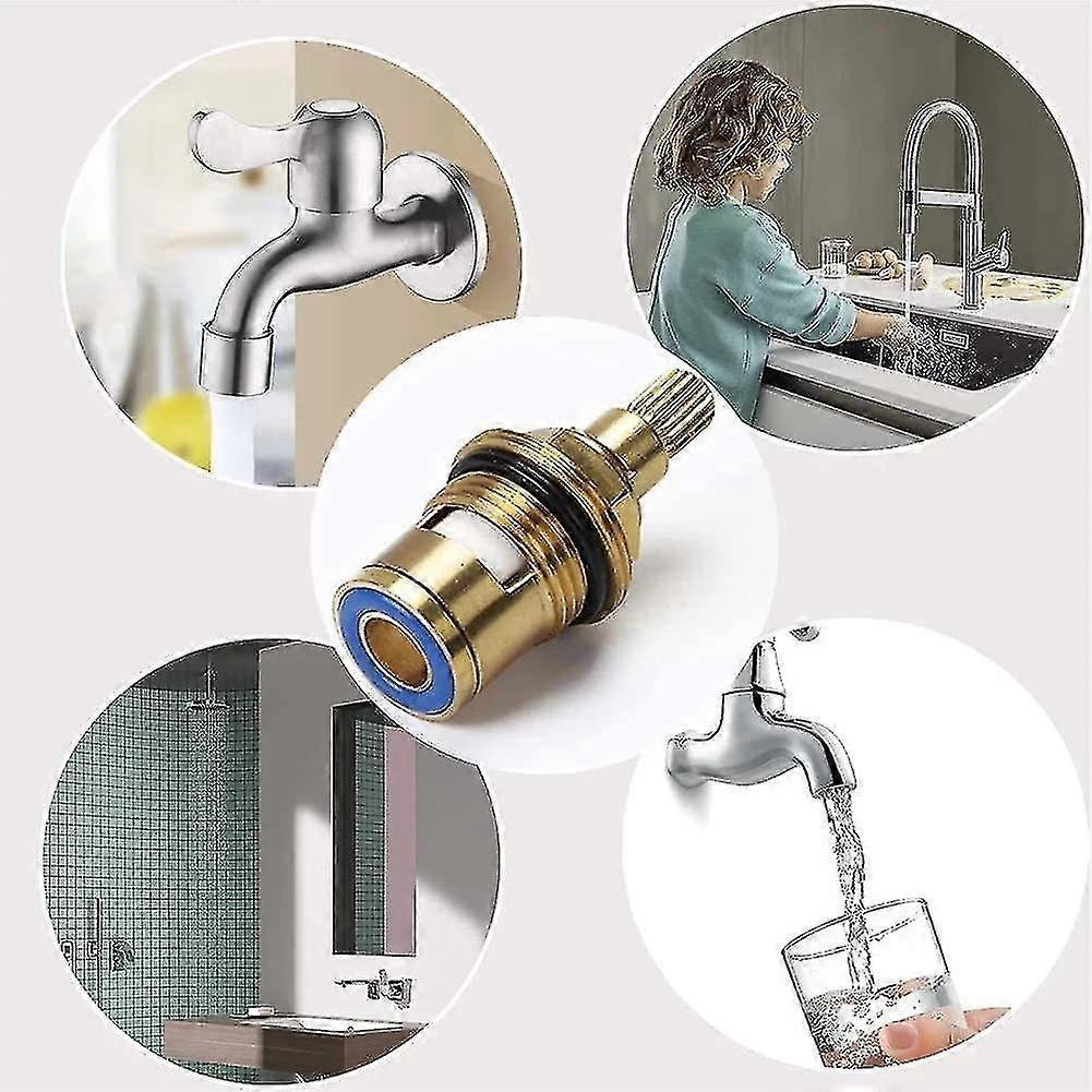 Replacement Tap Valves Set, Brass Ceramic Stem Disc Cartridge Faucet ...