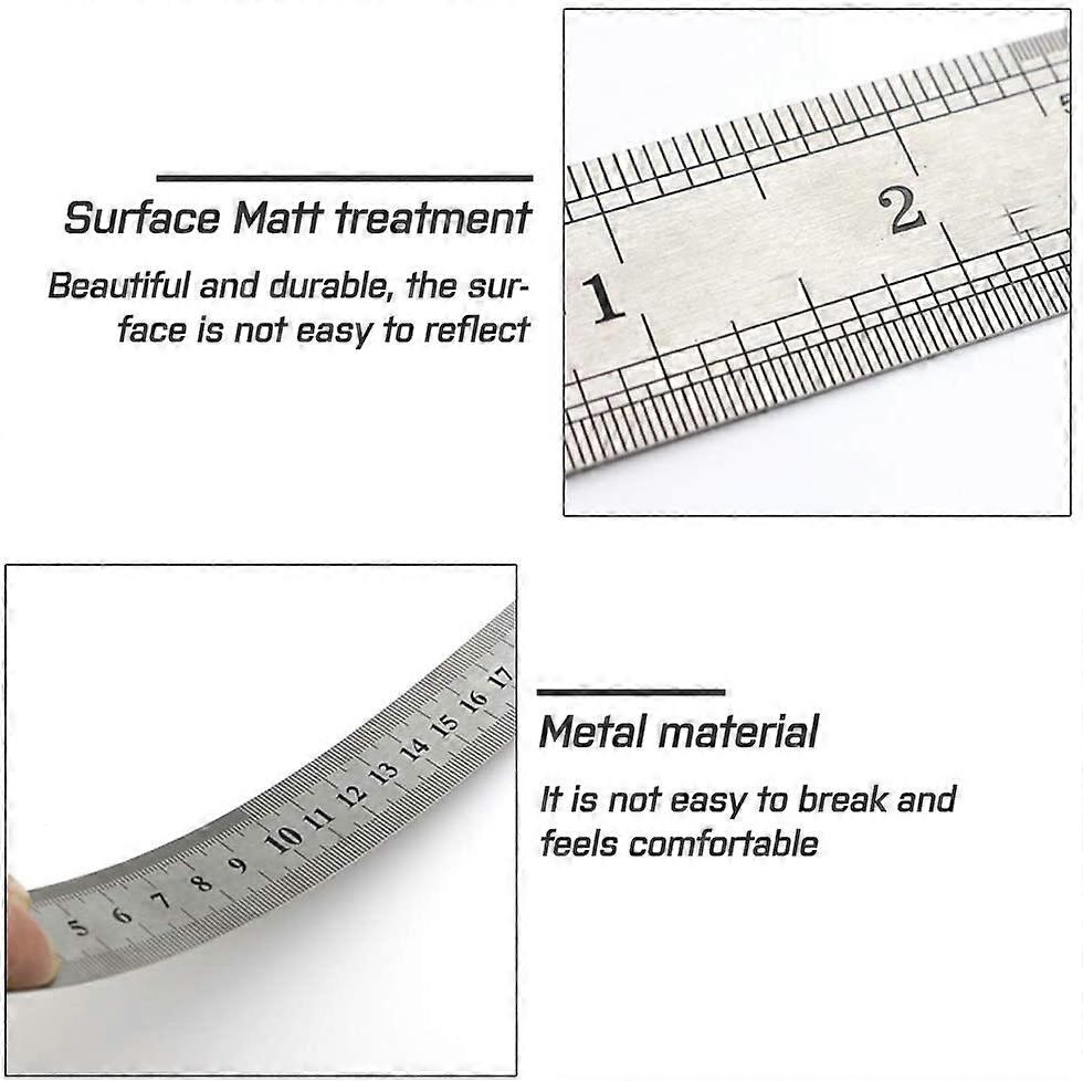 Set of 3 Stainless Steel Rulers, Metal Rulers Precision Ruler Kit Straight Edge Measuring Tools ...