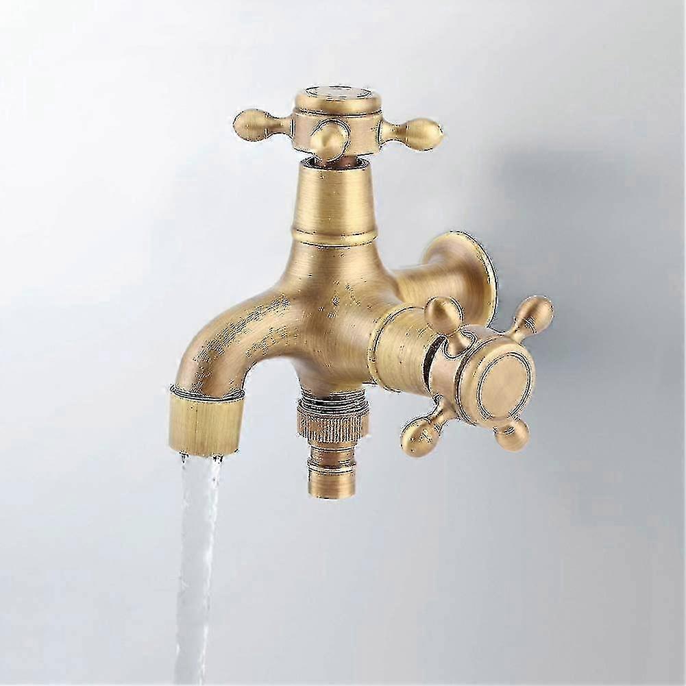 utomhus gammal stil kran, trädgård retro koppar vattenkran med dubbel ...