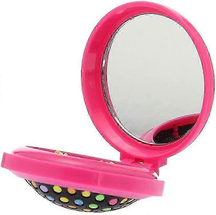 Women Mini Round Folding Comb with Mirror Compact Travel Hairbrush Pop ...
