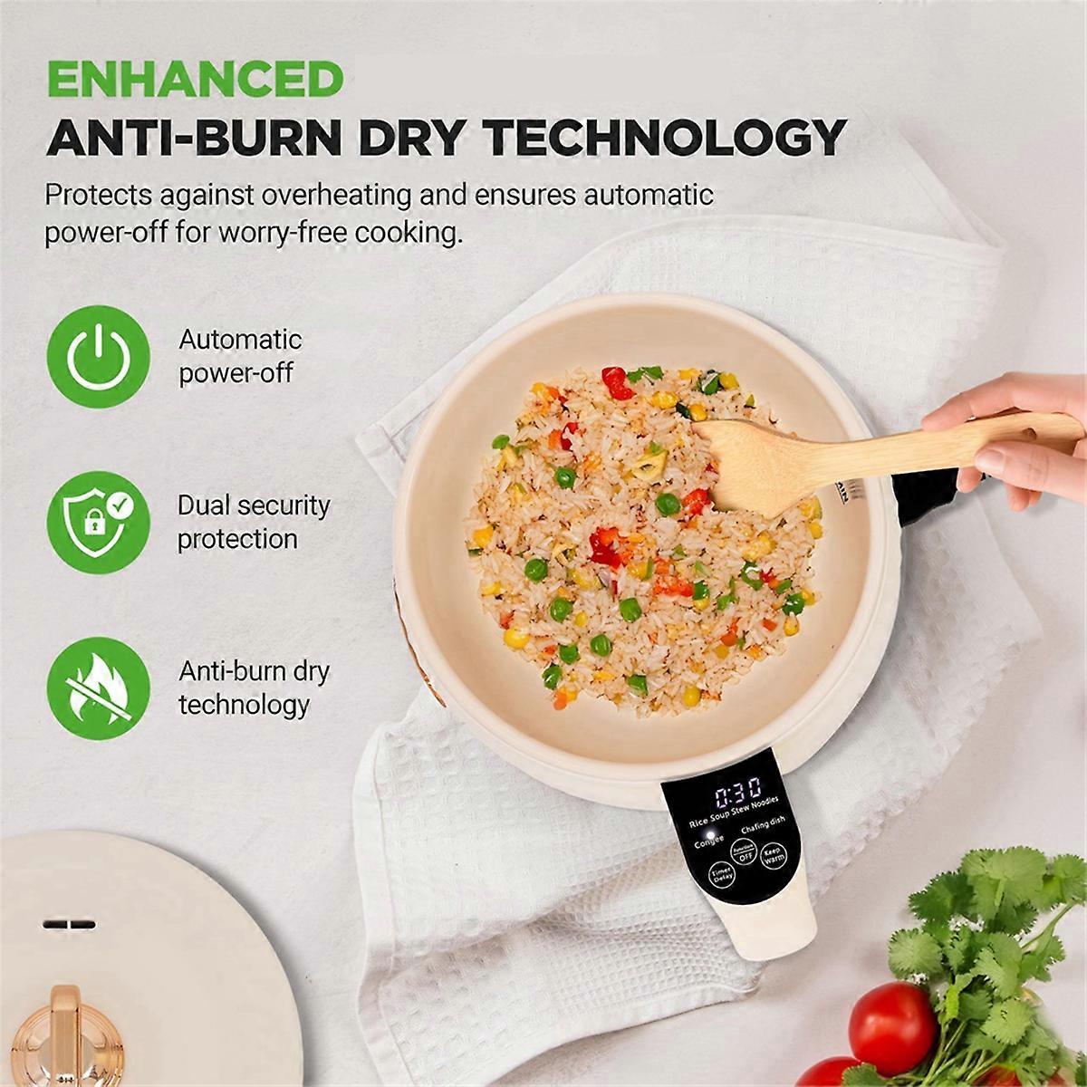 1.6 QT Rice Cooker and Lunch Maker Multi-Function, Non-Stick, Digital ...