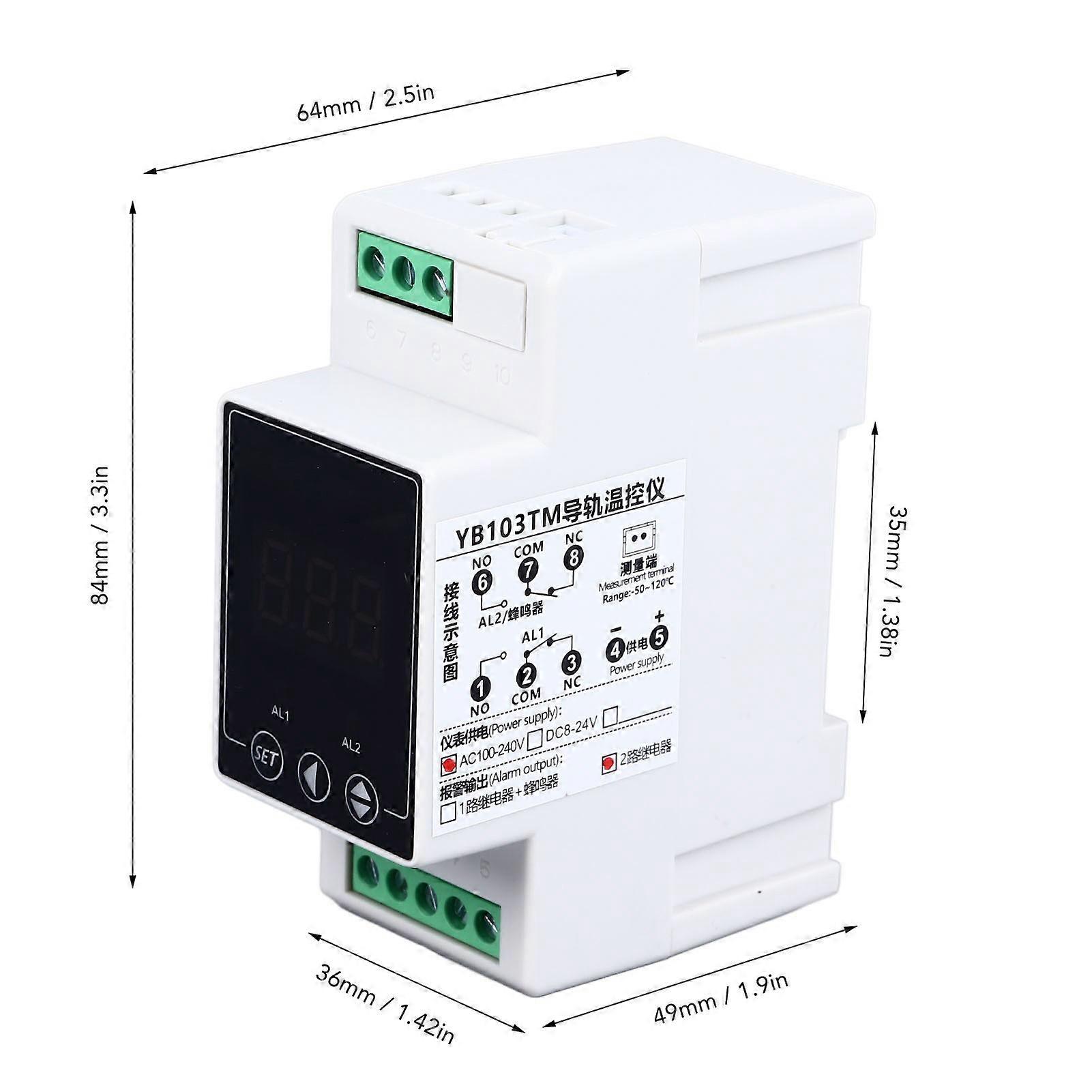 Digital Thermostat Guide Rail Temperature Controller with 2 Relays, 2 ...