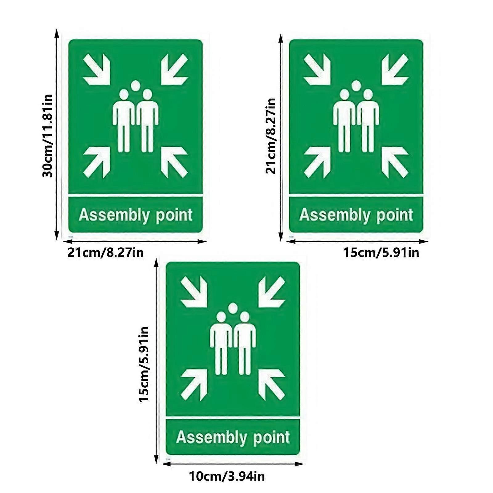 Assembly Point Sign Waterproof Safety Stickers Evacuation Sign Outdoors ...