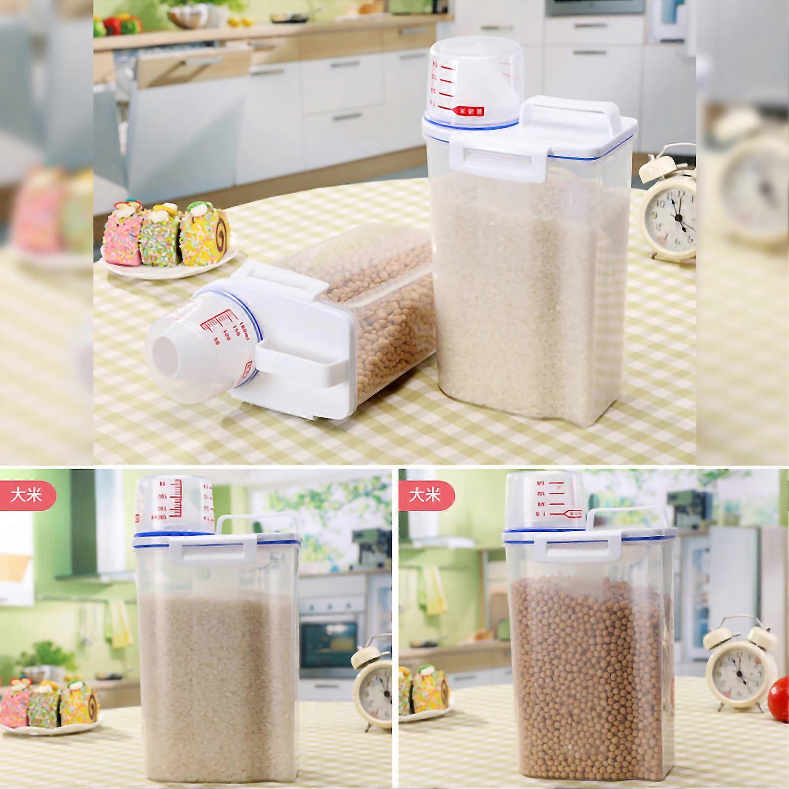 Portable Rice Bucket 2KG Transparent Rice Storage Container with ...
