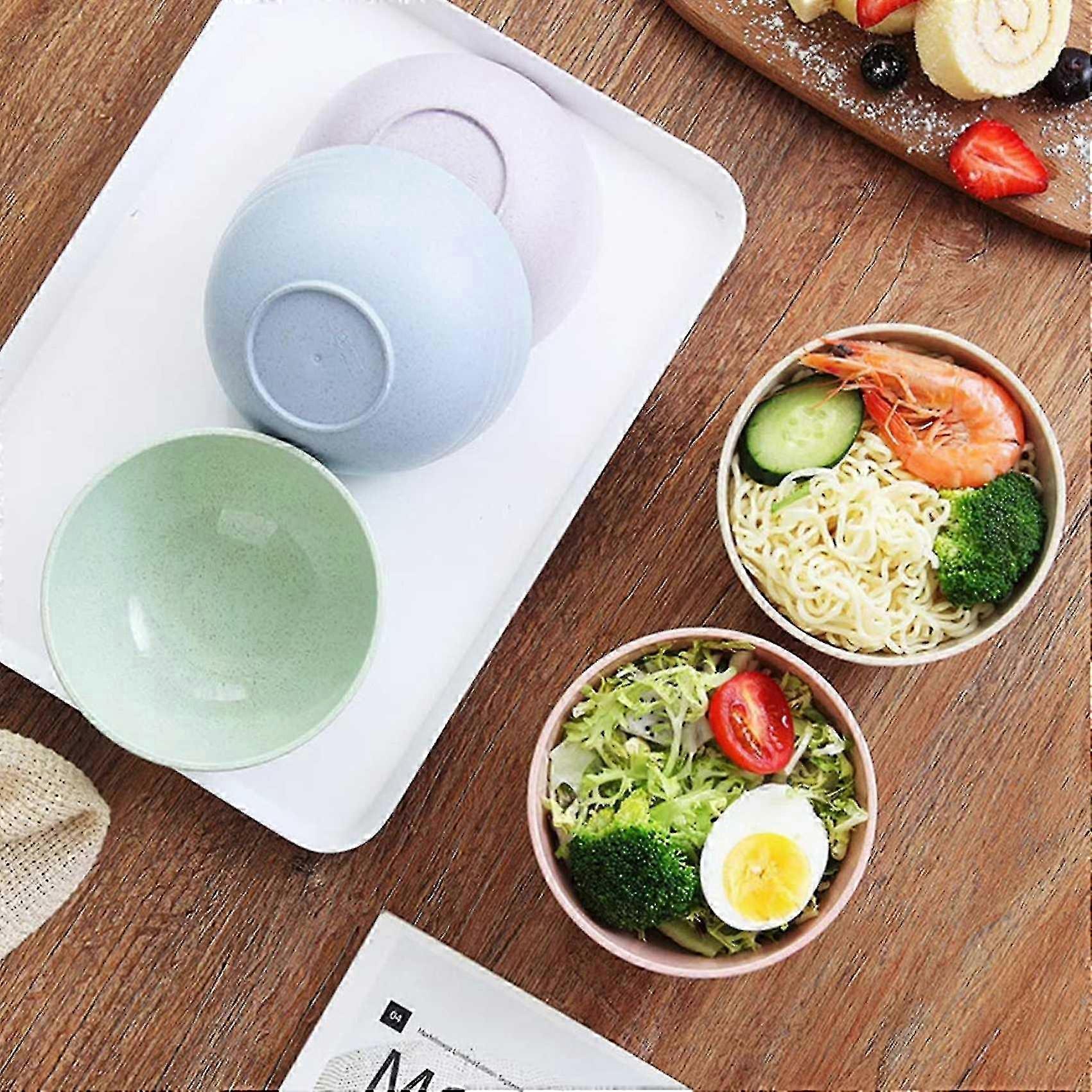 5 PCS 12cm Cereal Bowls Unbreakable Reusable Wheat Straw Soup Bowl ...