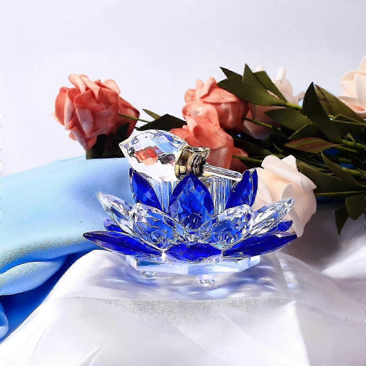 2026 Blue Crystal Lotus Flower Figurines Perfume Bottles for Women ...