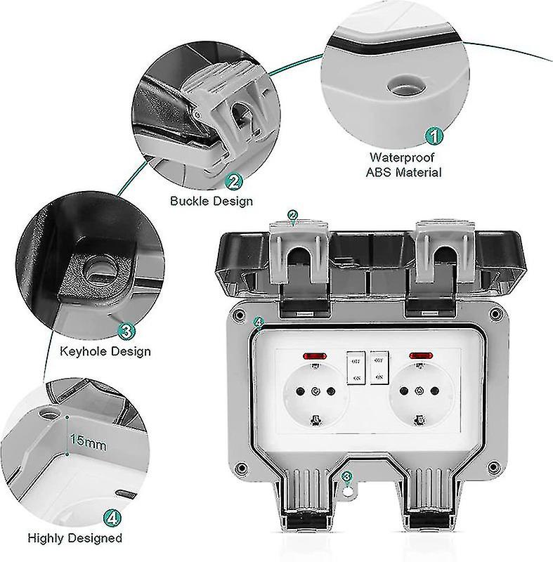 Ip66 Waterproof Outdoor Socket Double Power Socket And Protection ...