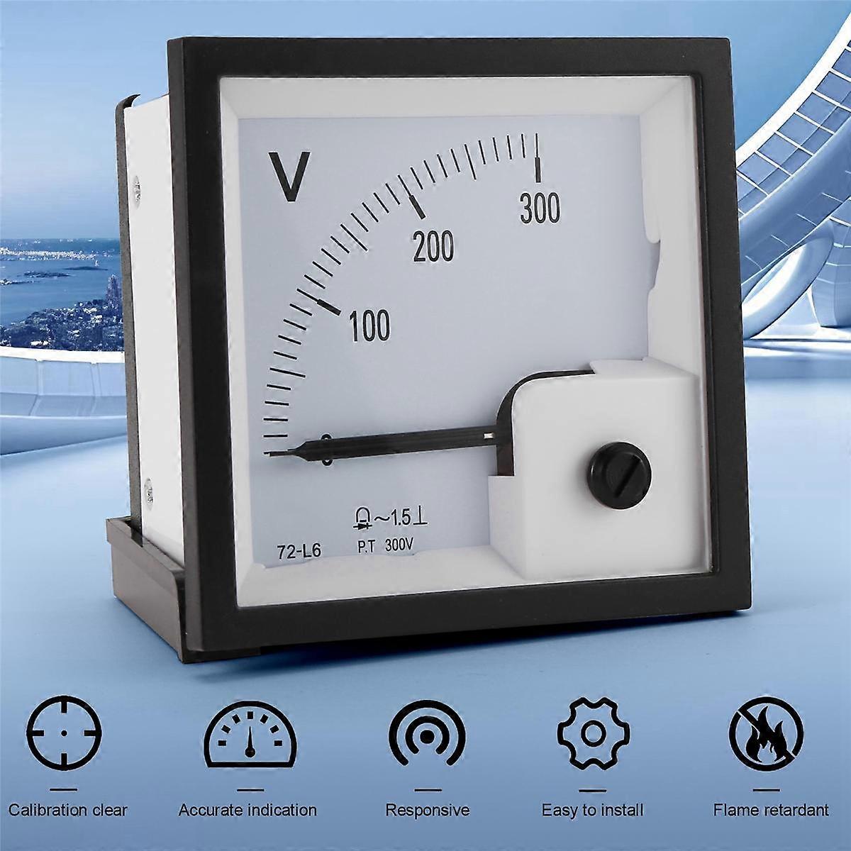 72-L6 Voltmeter 300V Pointer Type Voltage Meter Mechanical Header ...