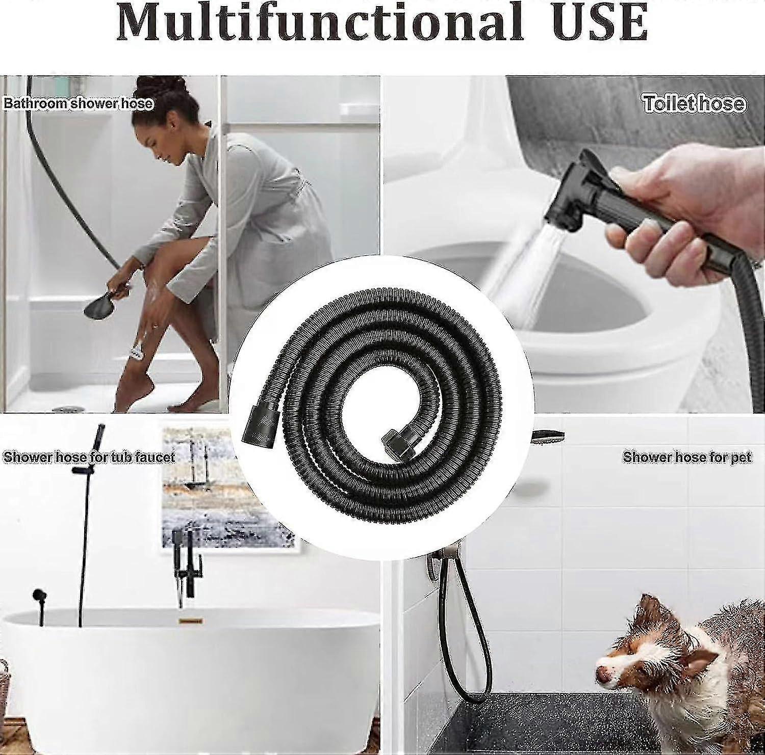 Black Shower Hose 2m(79"), Chrome Stainless Steel Shower Pipe, Anti ...