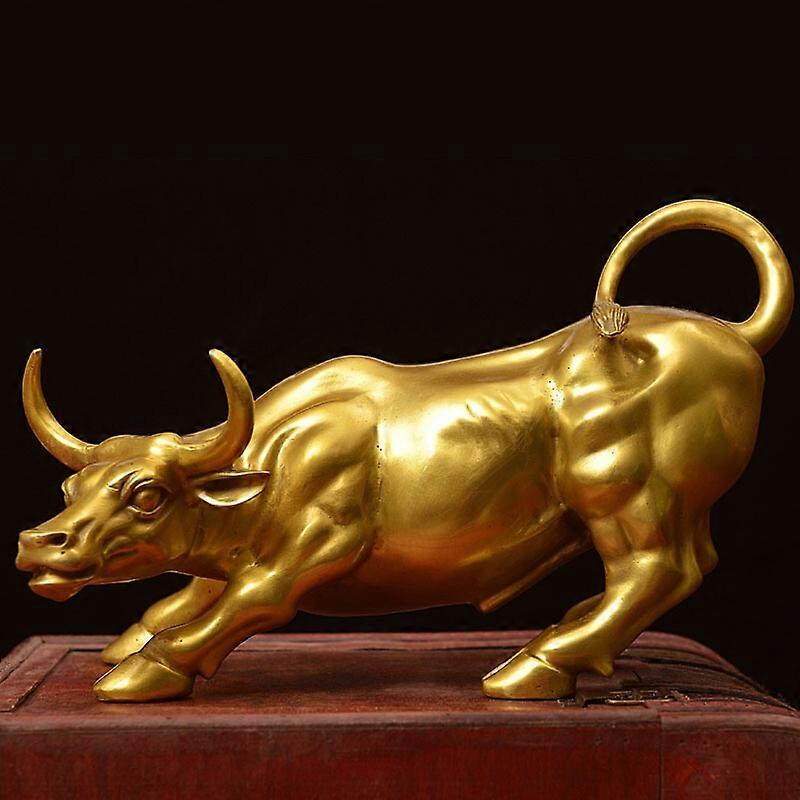 Feng Shui Fortune Brass Bull Statue, Sculpture Golden Copper Bull ...