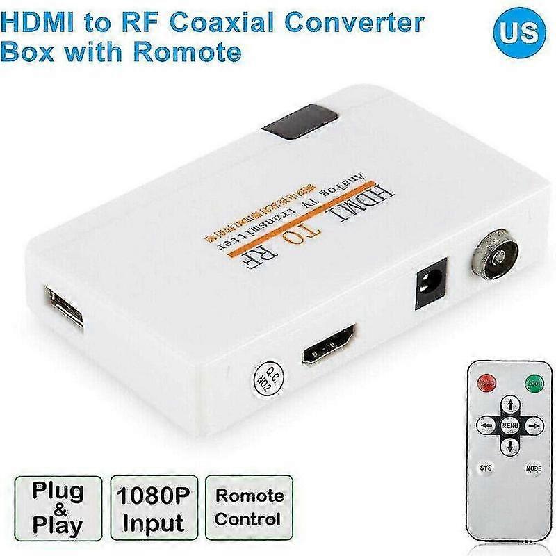 Barsinfi pol HDMI to RF Coaxial Adapter Box Transmitter W/Remote ...