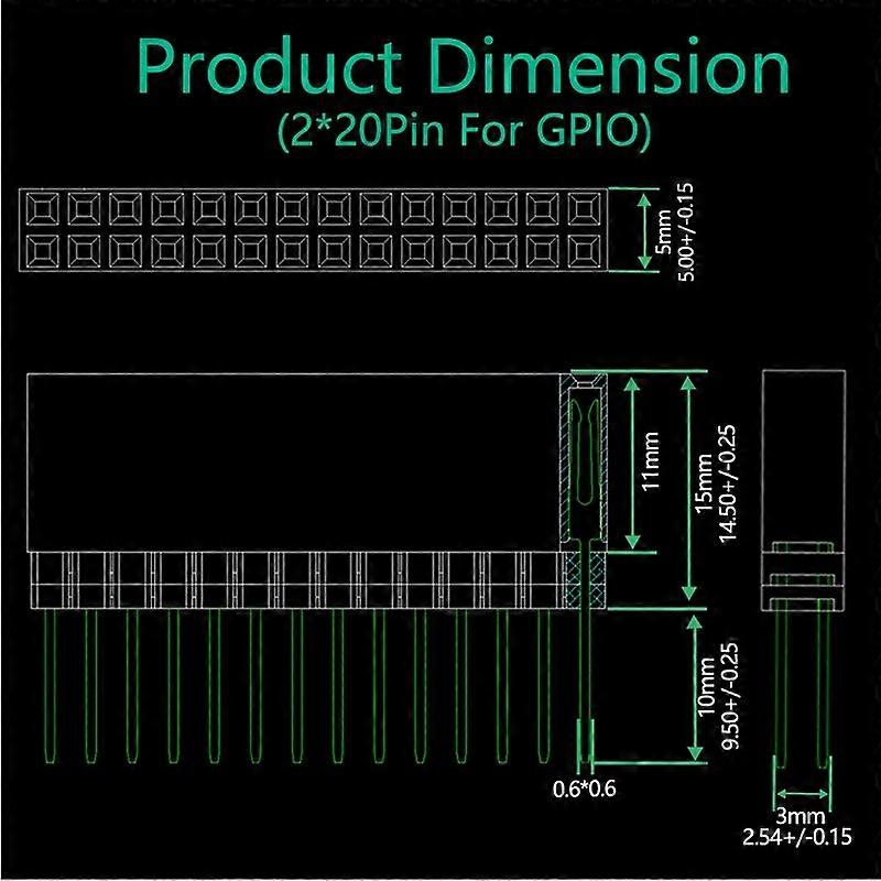 40Pin GPIO Connector 2x20-pin(40Pin) Extra Tall Female Stacking Header ...