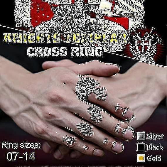 Knights Templar Rings For Men, Stainless Steel Crusader Cross Biker ...