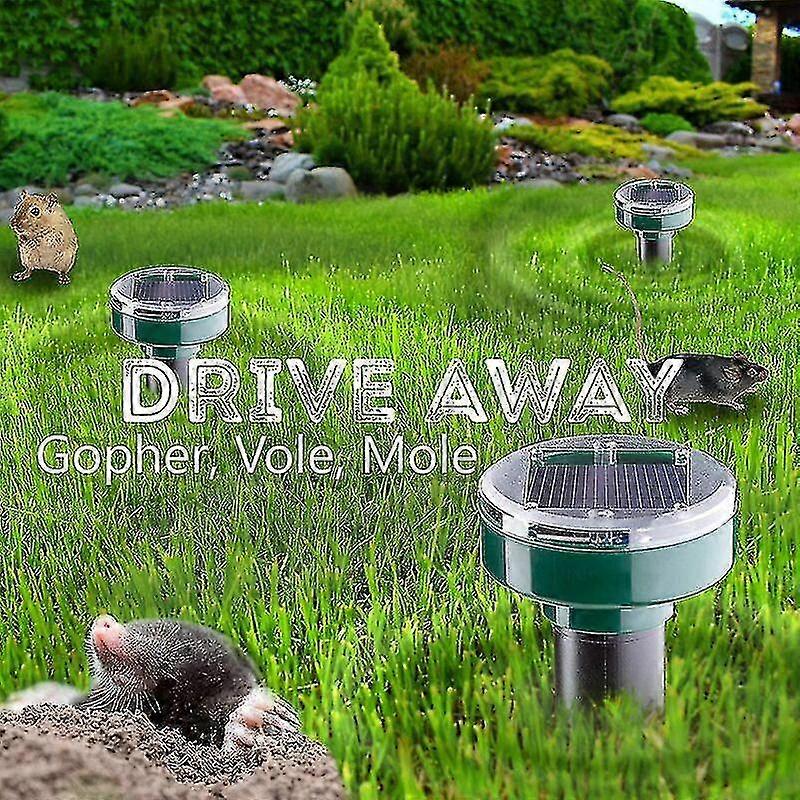 Solar Mole Repeller, 4 Pieces Ultrasonic Pest Repeller - Mole Control ...
