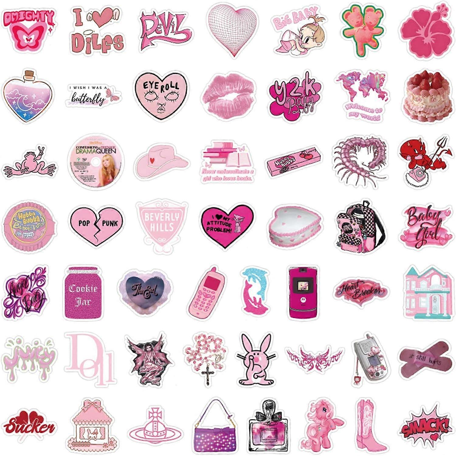 50PCS Y2k Room Decor Aesthetic - Pink Y2k Stickers, 2000s Room Decor ...