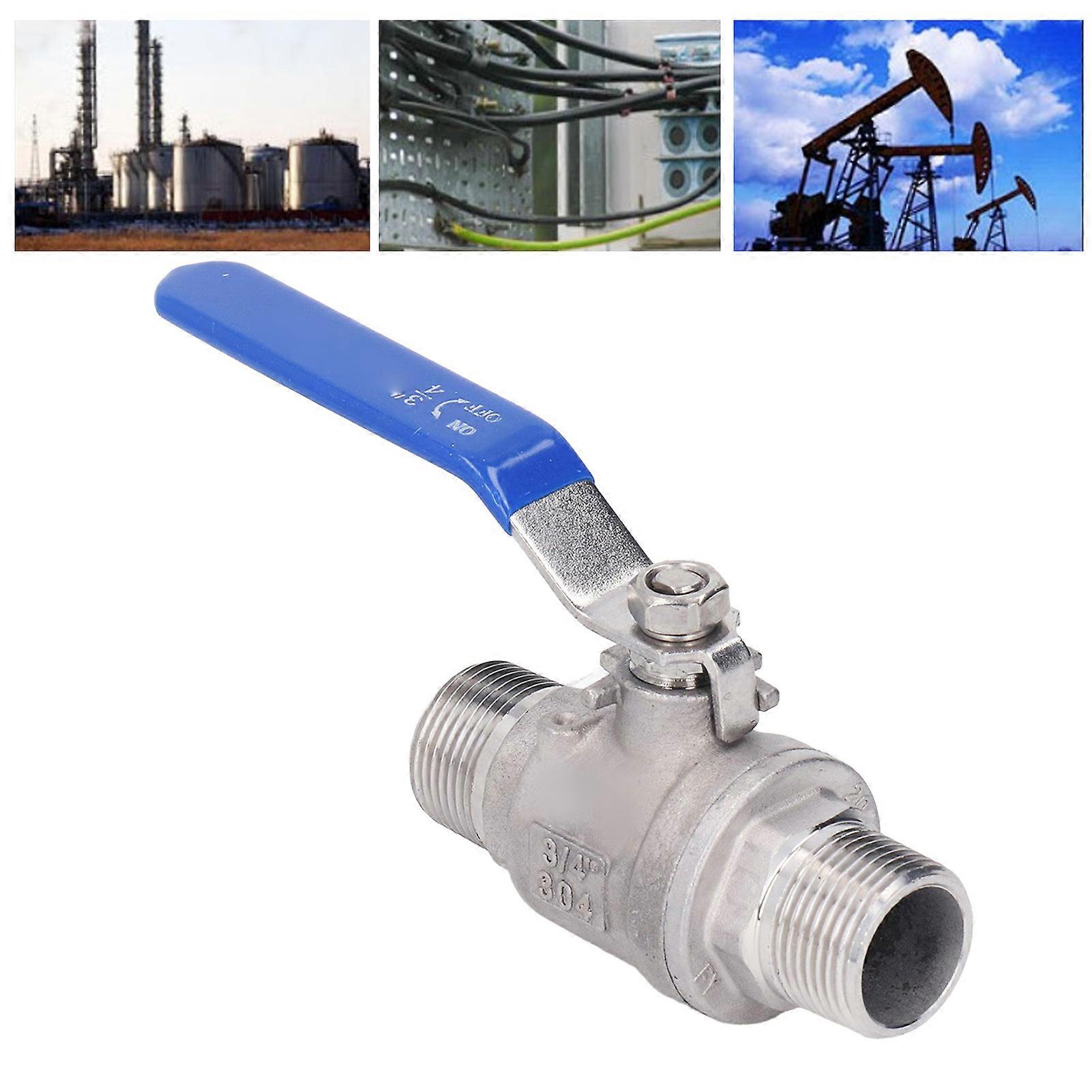 Ball Valve 304 Stainless Steel NPT 3/4in 2 Male Thread Manual Drive Cut ...