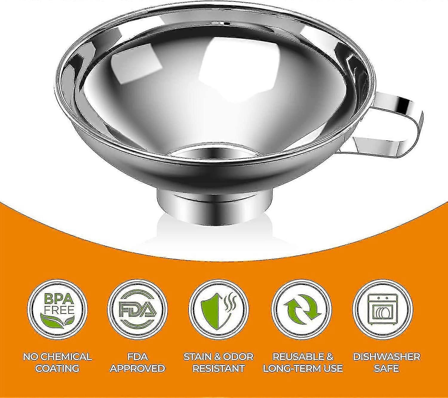 Set Of 2 Jam Funnels, Stainless Steel Wide Mouth Funnel, Kitchen Funnel, Funnel With Handle, For ...