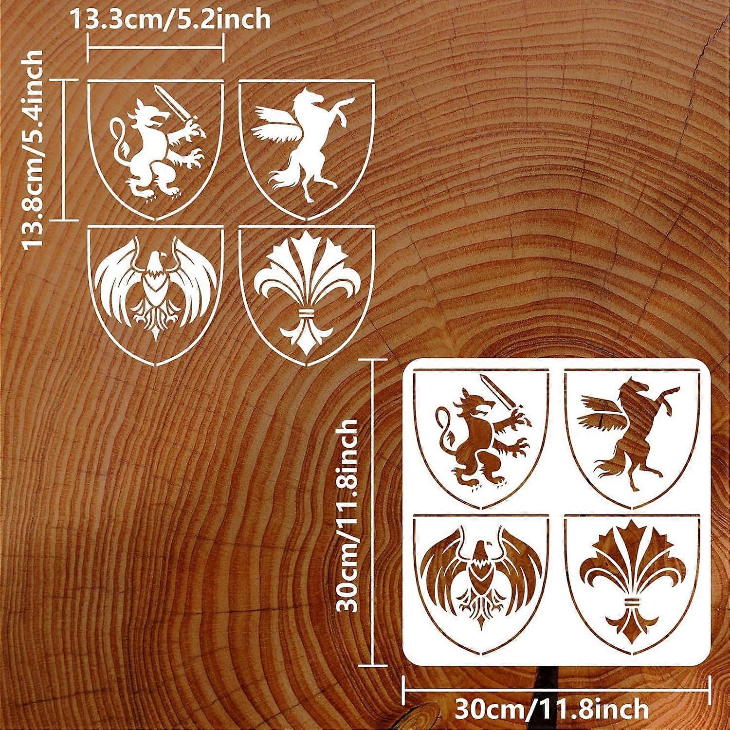 Heraldic Crest Coat of Arms Family Stencil 11.8x11.8inch Heraldic Crest ...