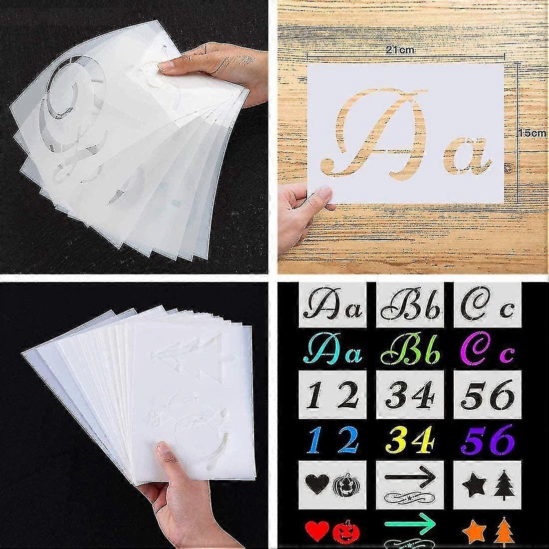 40 Pieces Stencils Letters For Painting On Wood, 80 Craft Stencil ...