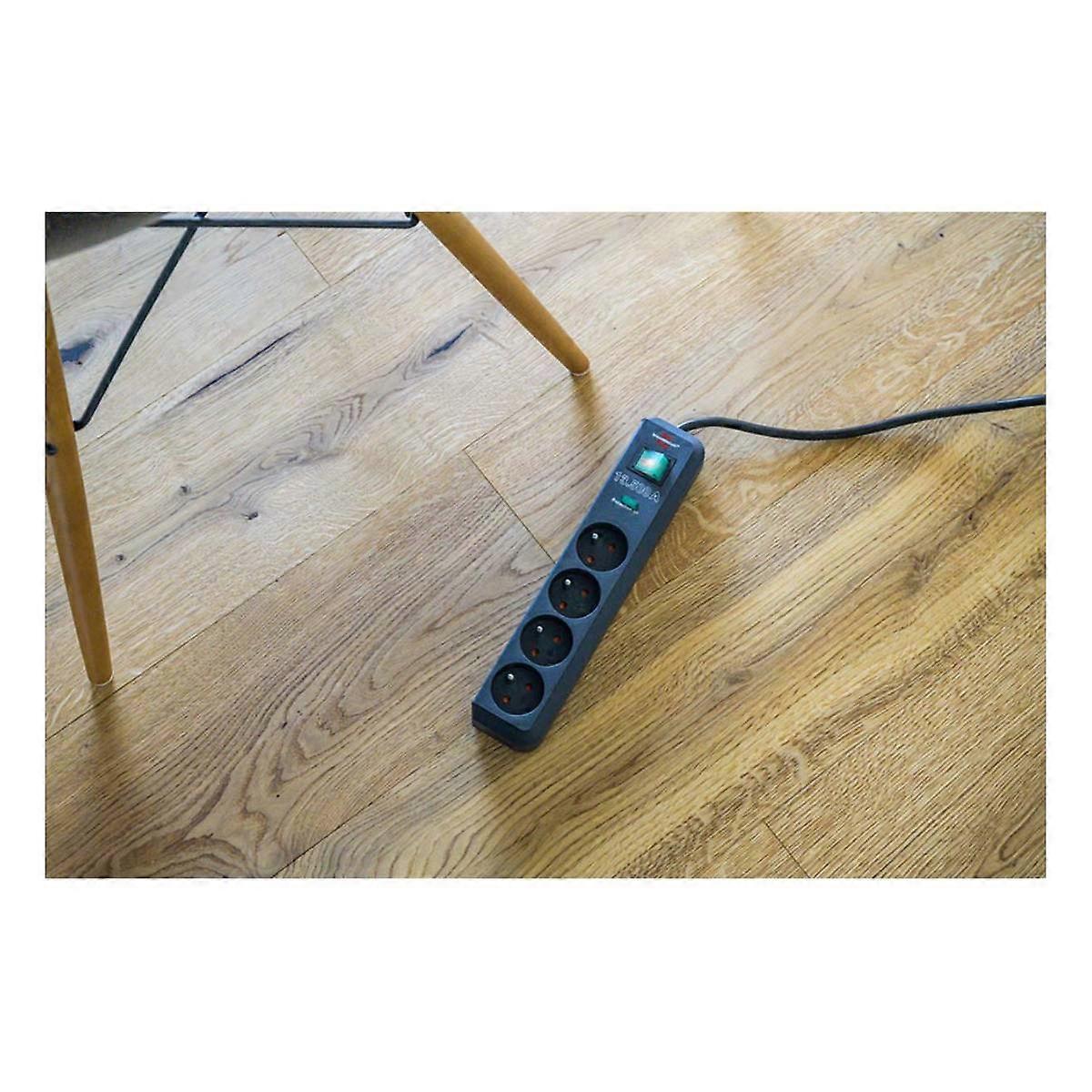 Multi-socket surge protector with 4 Eco-Line universal outlets, Black ...