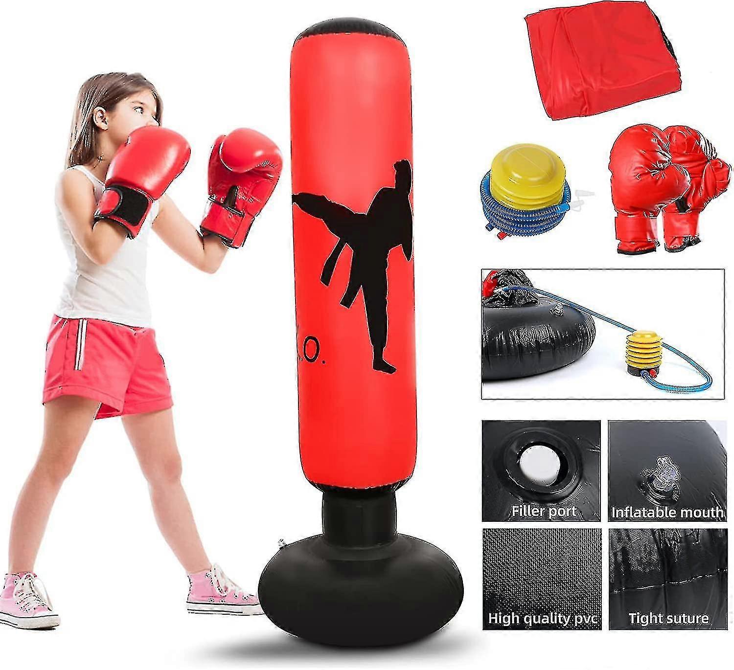 Punching Bag For Kids. Inflatable Boxing Bag . Kids Boxing Practice Set ...