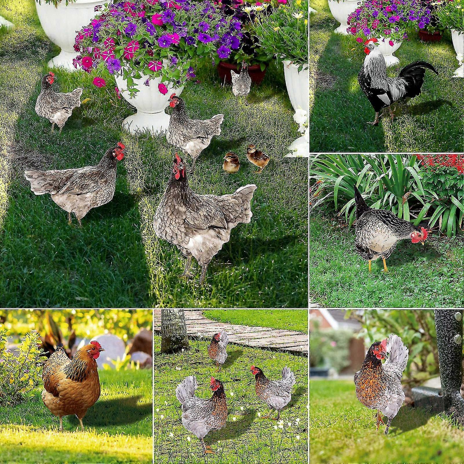 Realistic Double-Sided Acrylic Rooster Garden Statue for Outdoor Yard ...
