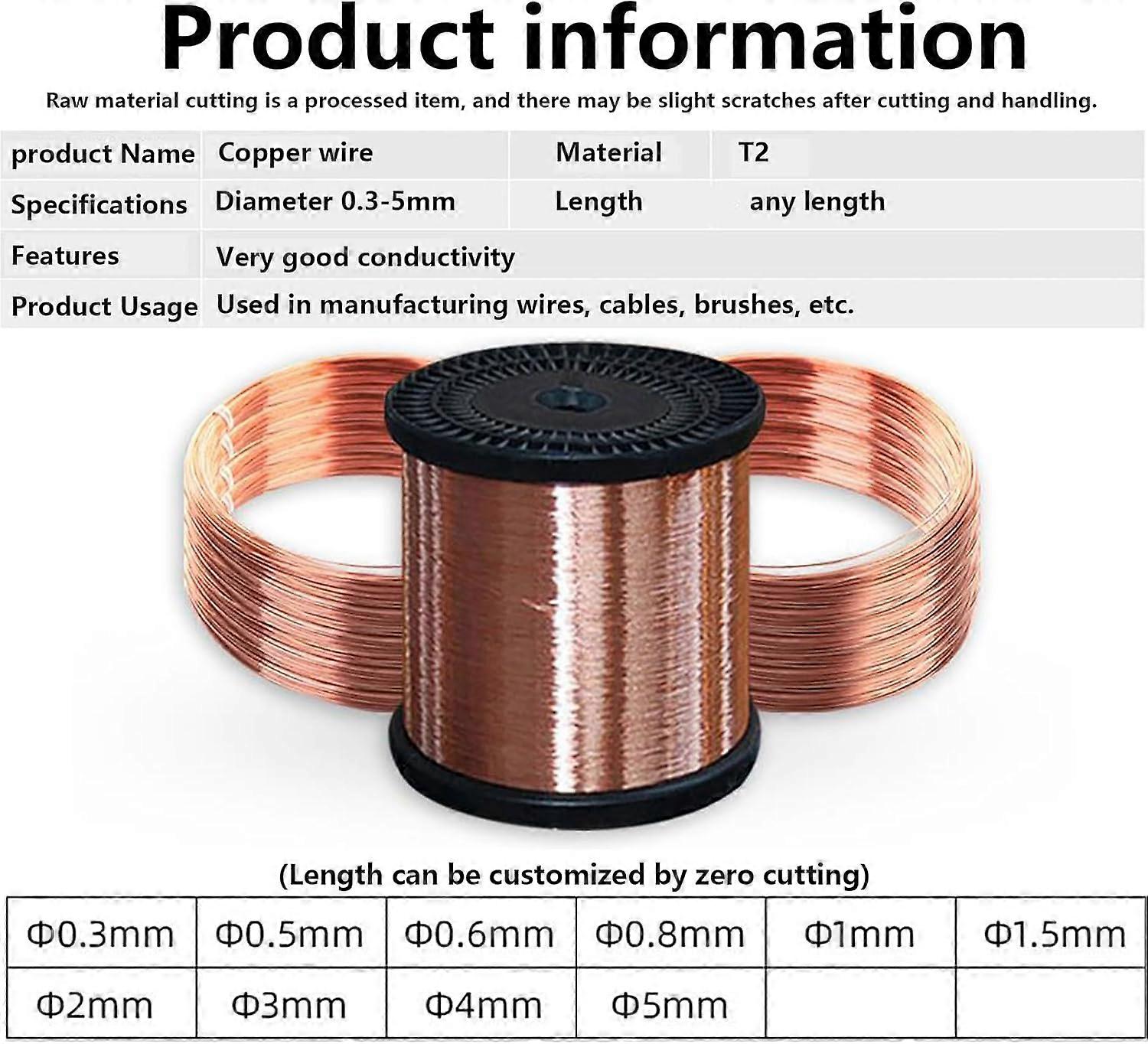 10m Copper Wire for Electroculture and DIY Projects, 2-5mm Diameter ...