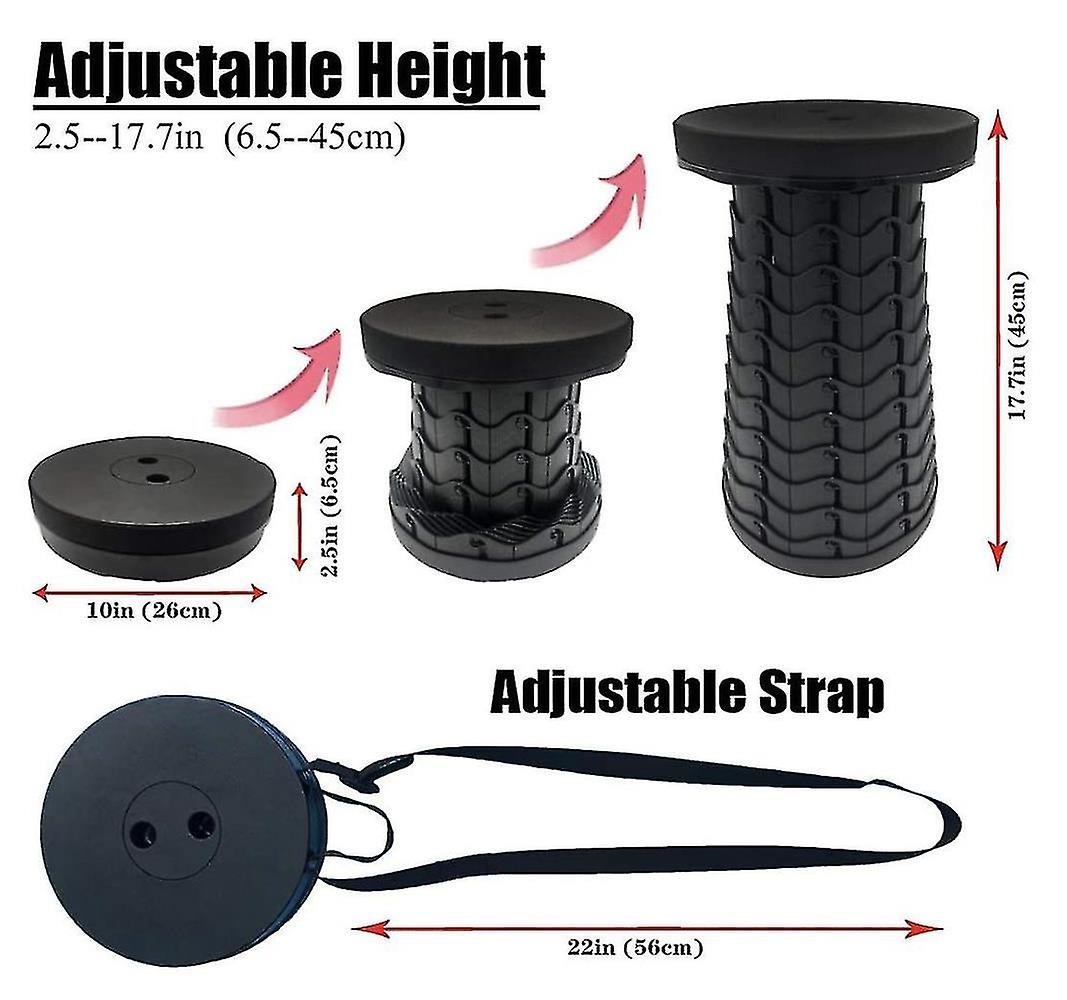 Portable Folding Stool, Plastic Folding Stool With Adjustable Height ...