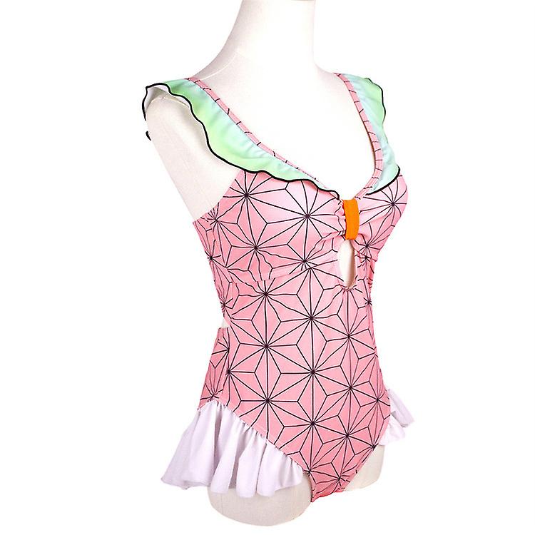 Anime Demon Slayer Cosplay Kamado Tanjirou Nezuko Milk Silk Swimwear ...