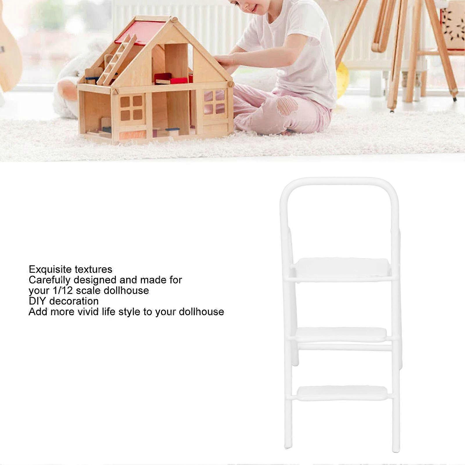 1/12 Miniature Step Ladder Metal Delicate Texture Mini 3 Step Ladder ...