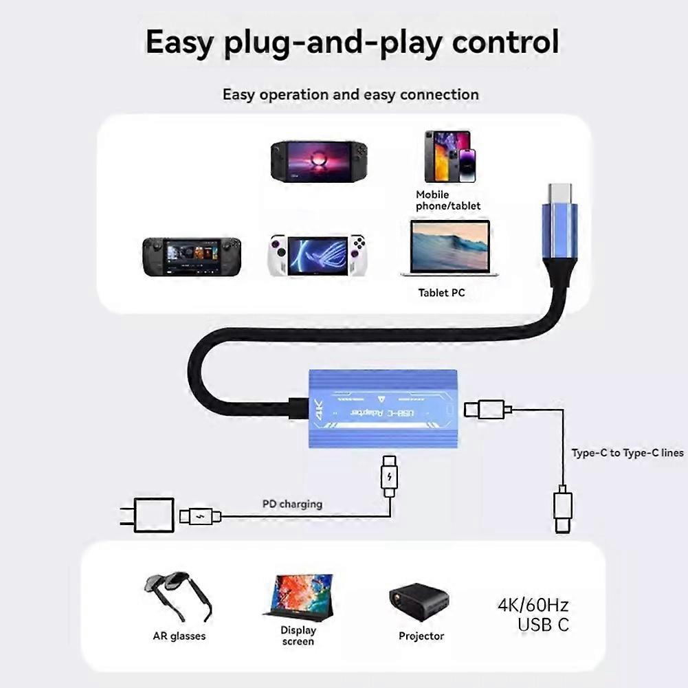 USB C to 4K@60Hz AR Smart Glasses Display Adapter with PD100W for / AR for Switch SteamDeck Ally ...
