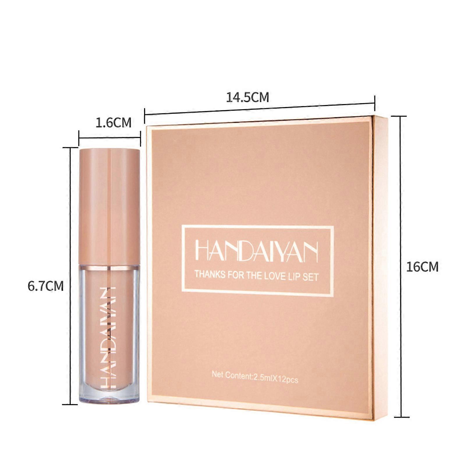 HANDAIYAN 12 Colors 2.5ml Lip Gloss Set Matte Pearlescent Non-Sticky ...