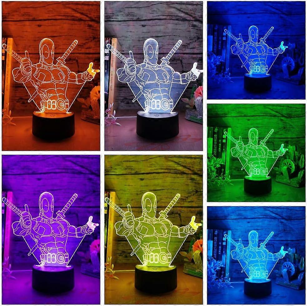 SBSG Deadpool 3D Night Light Lamp Marvel Cool Hero Multicolor Black ...