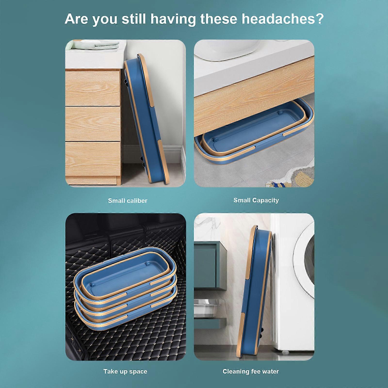 Large Flat Mop Cleaning Bucket, Large Flat Mop Floor Mop Large Foldable ...