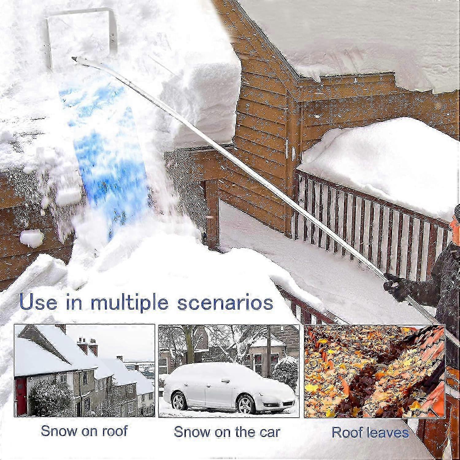 Snow Roof Rake 21ft, Aluminium Snow Shovel Roof Rake With Wheels And ...