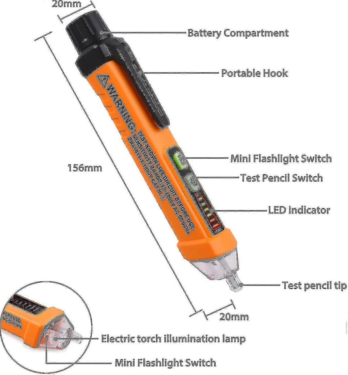 Electrical Tester, 12-1000v Non-contact Voltage Detector, Phase/neutral ...