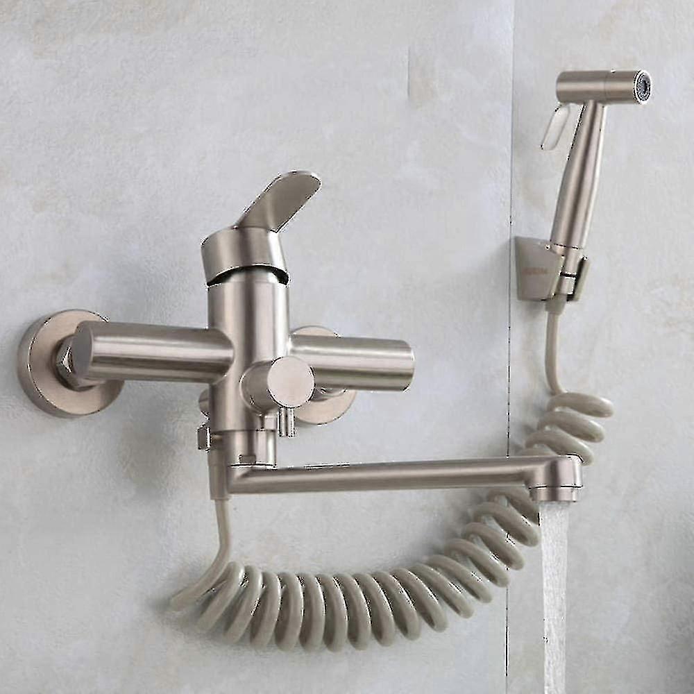Single Handle Kitchen Faucet Wall Mounted With Hand Shower, With Spray ...