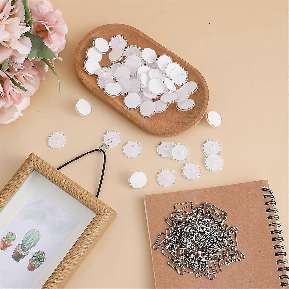 100Pack Ceiling Hooks Adhesive Removable Wall Hanger, 2cm Disc Sticky ...