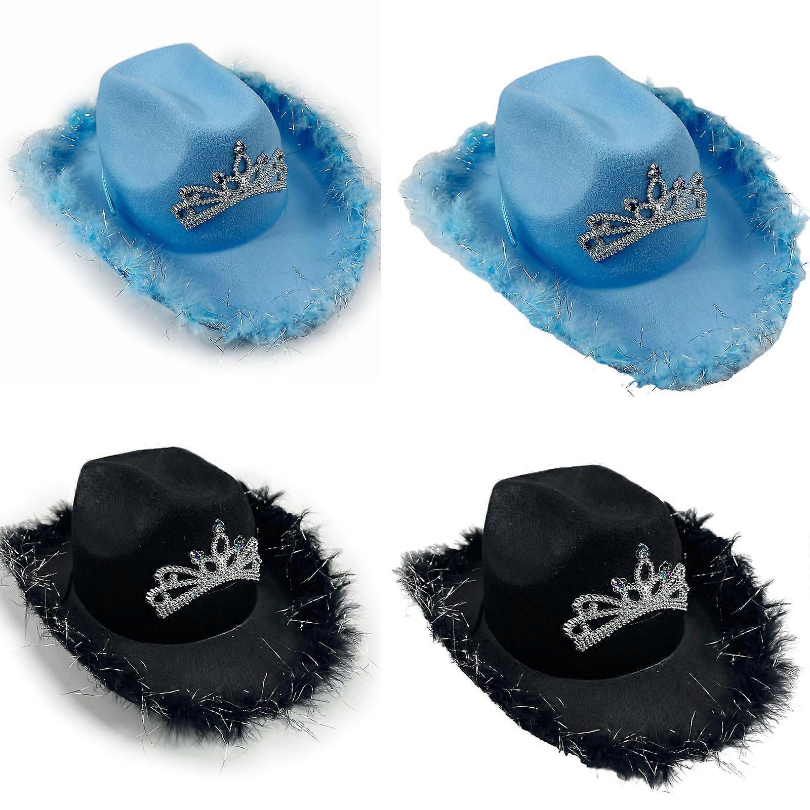 Rhinestone Crowns Cowboy Hat for Female Large Brim RolePlay Cowgirl Hat ...