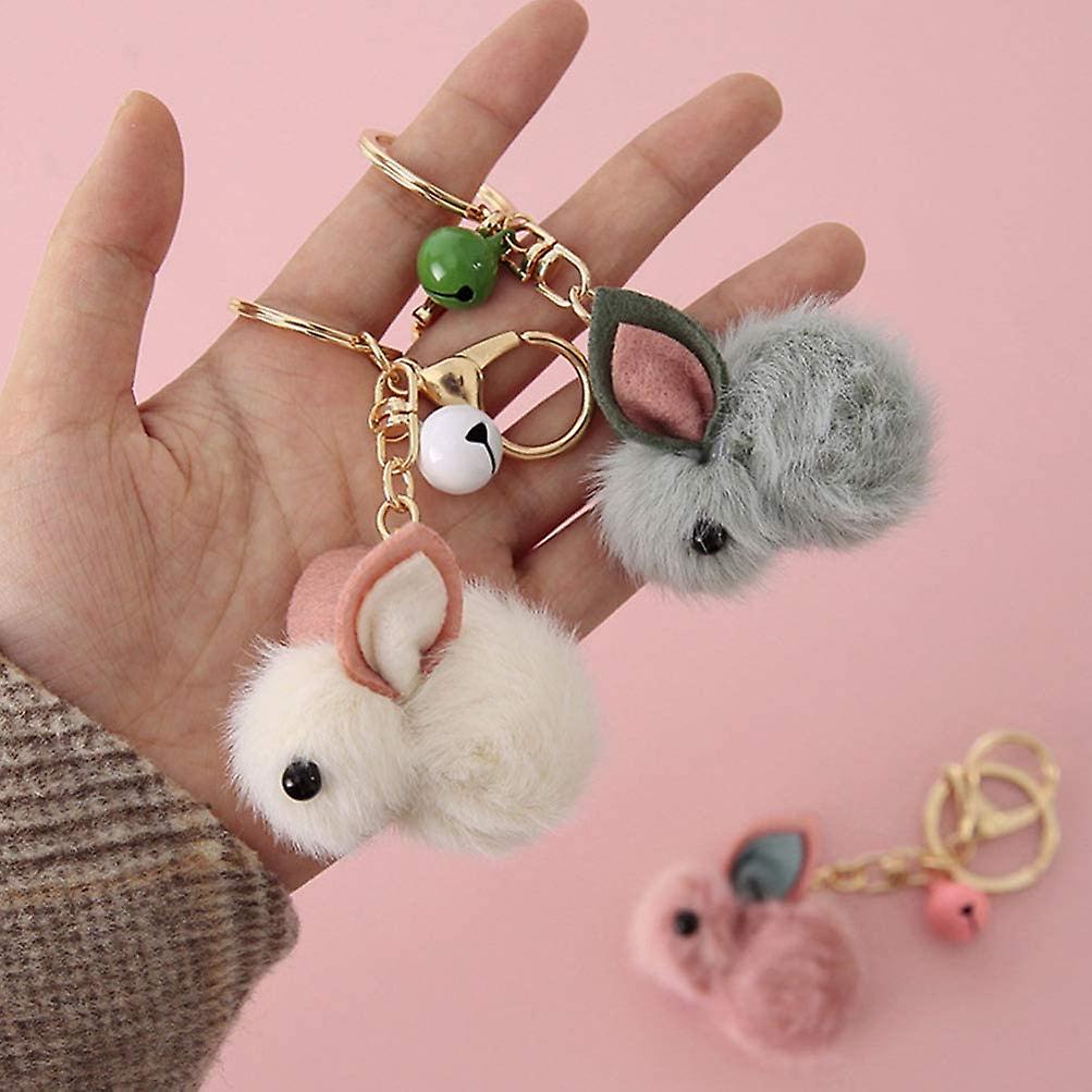 3 Pieces Easter Bunny Key Chain Faux Fur Bunny Pom Pom Bag Pendant ...