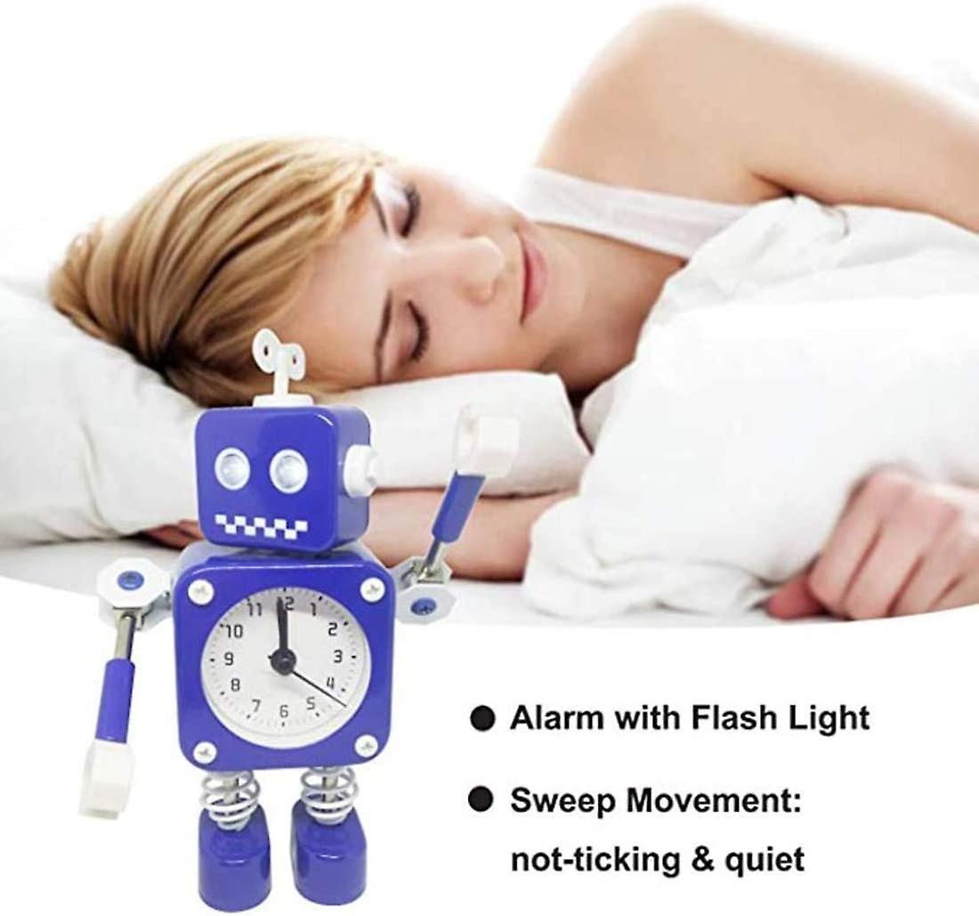 Robot Wake-up Alarm Clock Without Ticking Sound (blue) | Fruugo UK